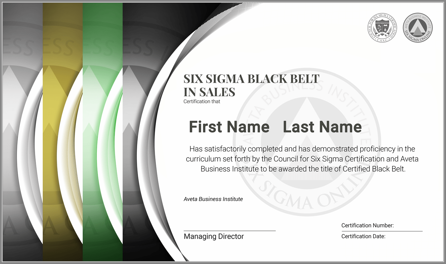 Six Sigma Black Belt Training & Certification in Sales